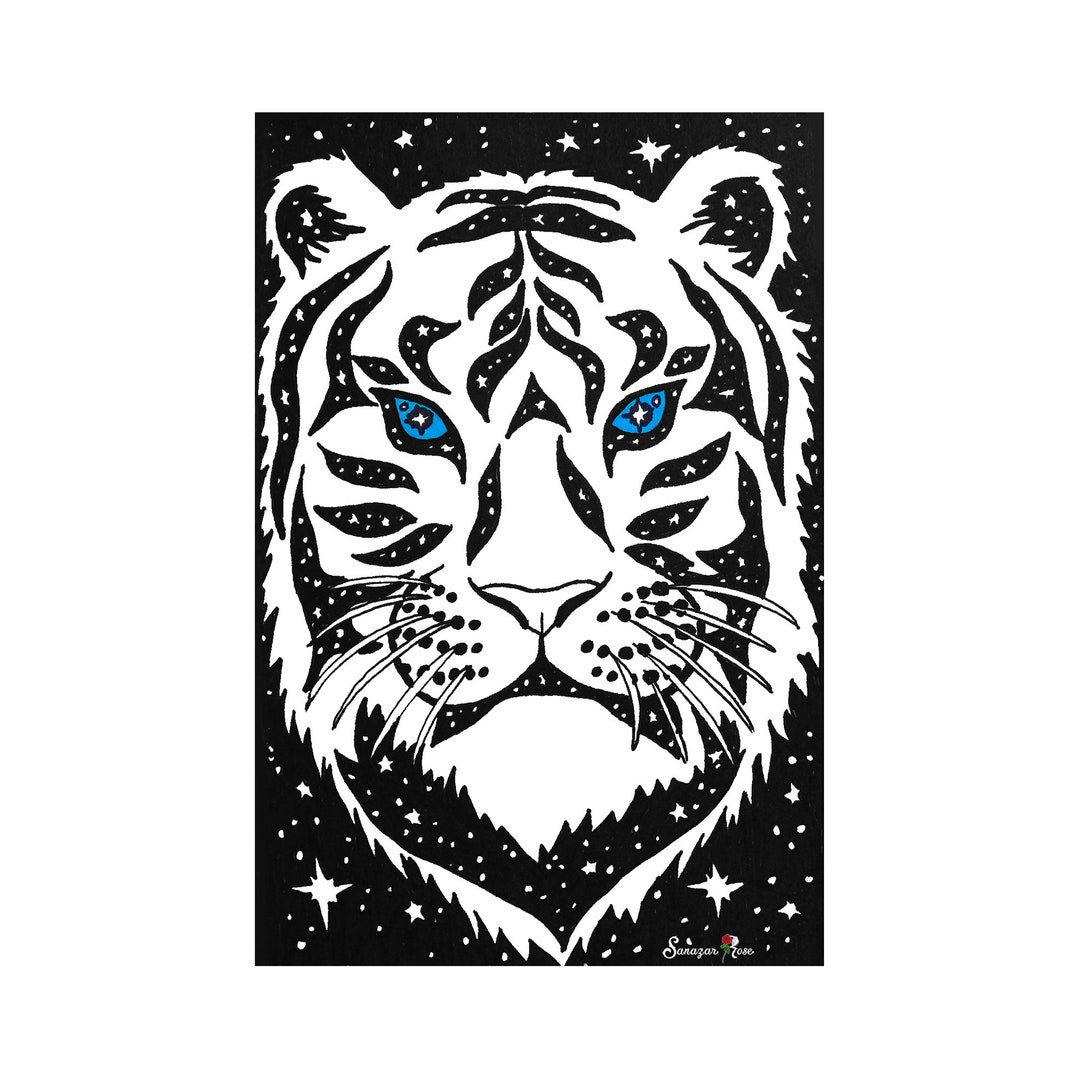 Tiger, Tiger Print, Tiger Verse Print, Tiger Drawing, Celestial, Framed ...
