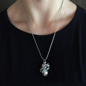 Anatomical Heart Locket With Small Glass Bottle, Heart Necklace ...