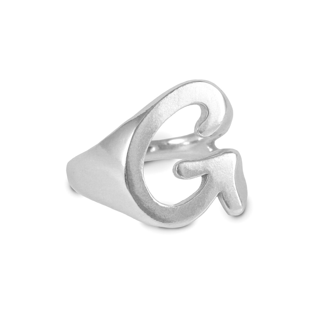 G Ring, G Signet Ring, Sterling Silver Ring, Signet Ring - Etsy