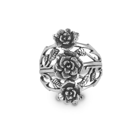 Triple Mini Rose Ring Rose Ring Handmade Ring Sterling - Etsy