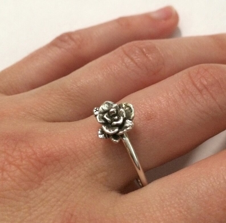 Mini Rose Ring, Rose Ring, Sterling Silver Ring, Handmade Ring - Etsy