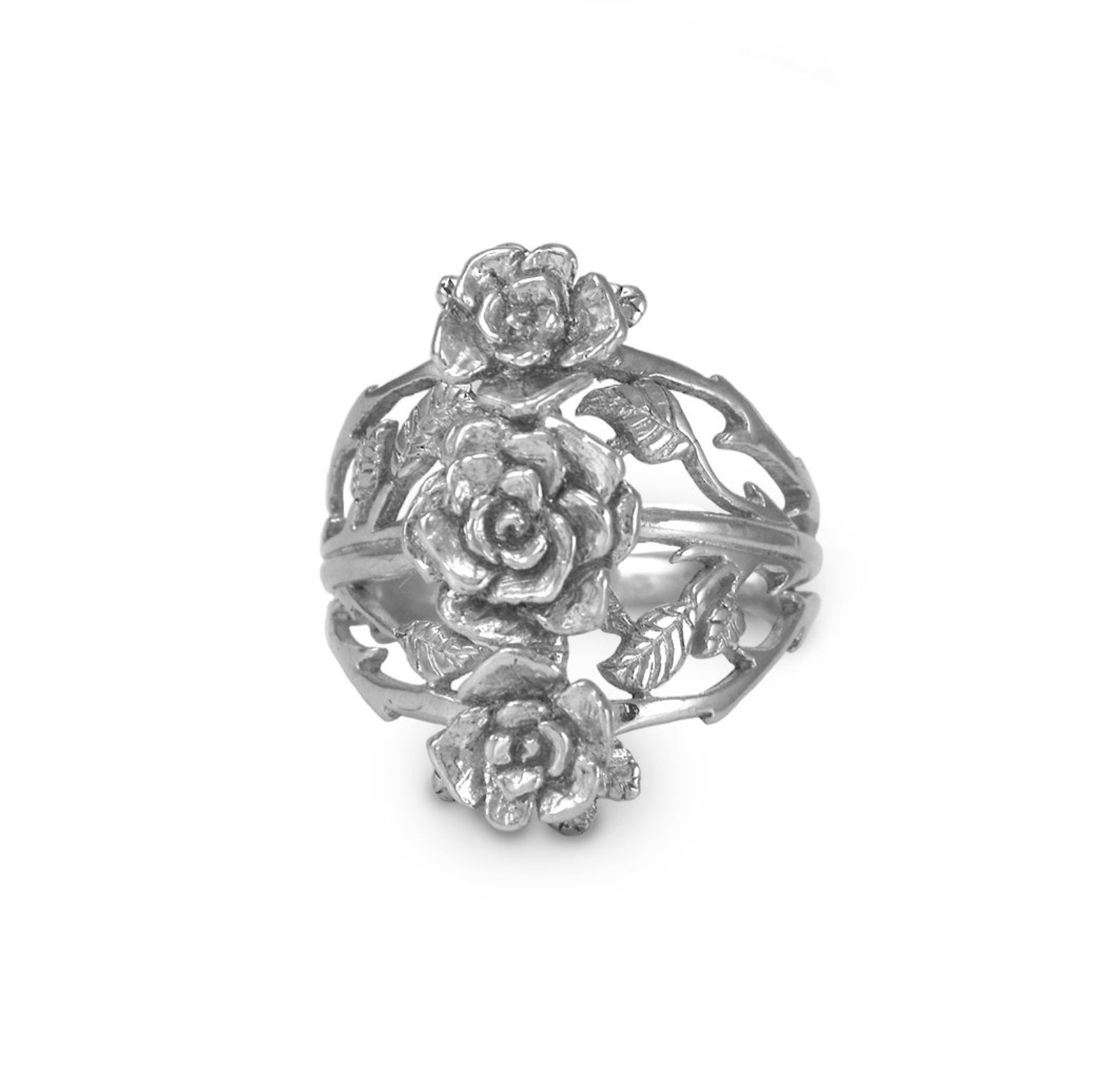 Triple Mini Rose Ring Rose Ring Handmade Ring Sterling - Etsy