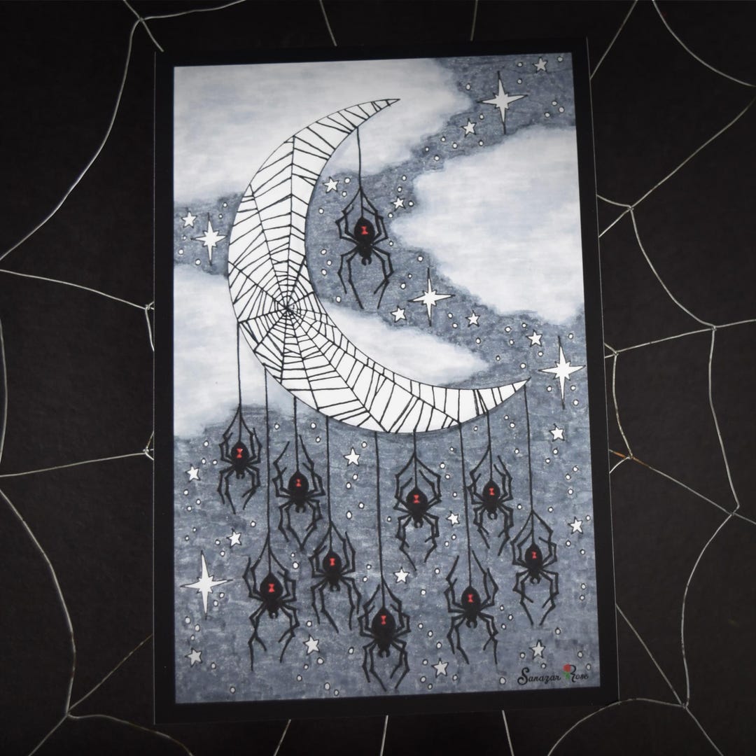 It's Raining Spiders, Moon, Spiders, Nature, 4x6 Giclee Print - Etsy