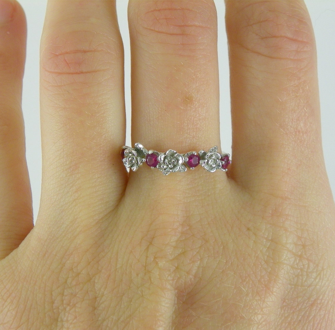 Ruby Rose Ring Rose Ring Sterling Silver Ring Handmade | Etsy
