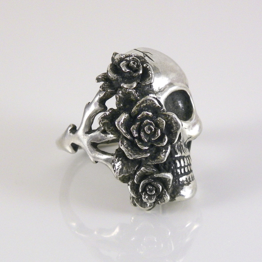 Skull Rose Ring, Half Skull Half Rose Ring, Skull Ring, Skull, Rose ...