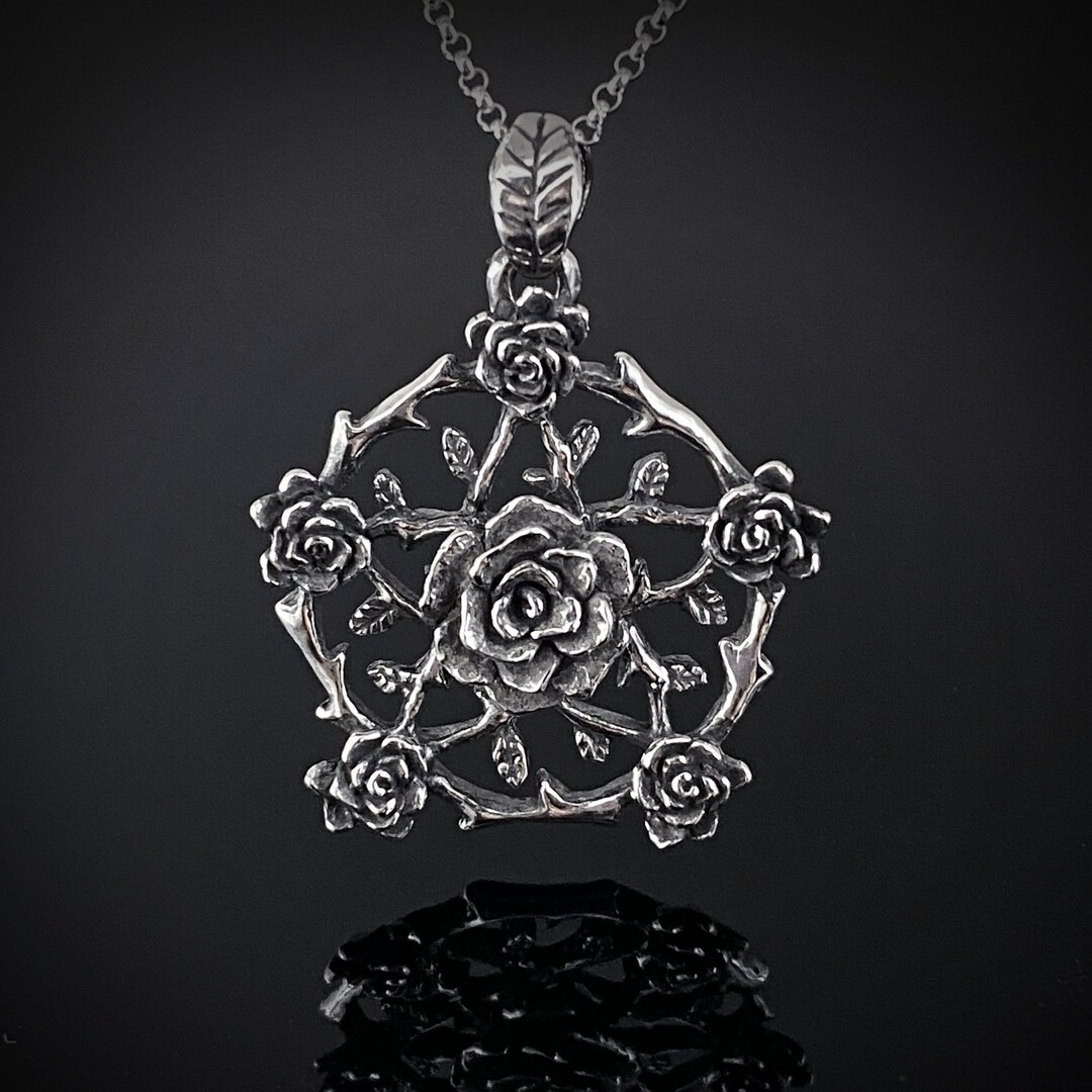 Pentagram Necklace, Rose Pentagram, Rose Necklace, Rose Star Necklace ...