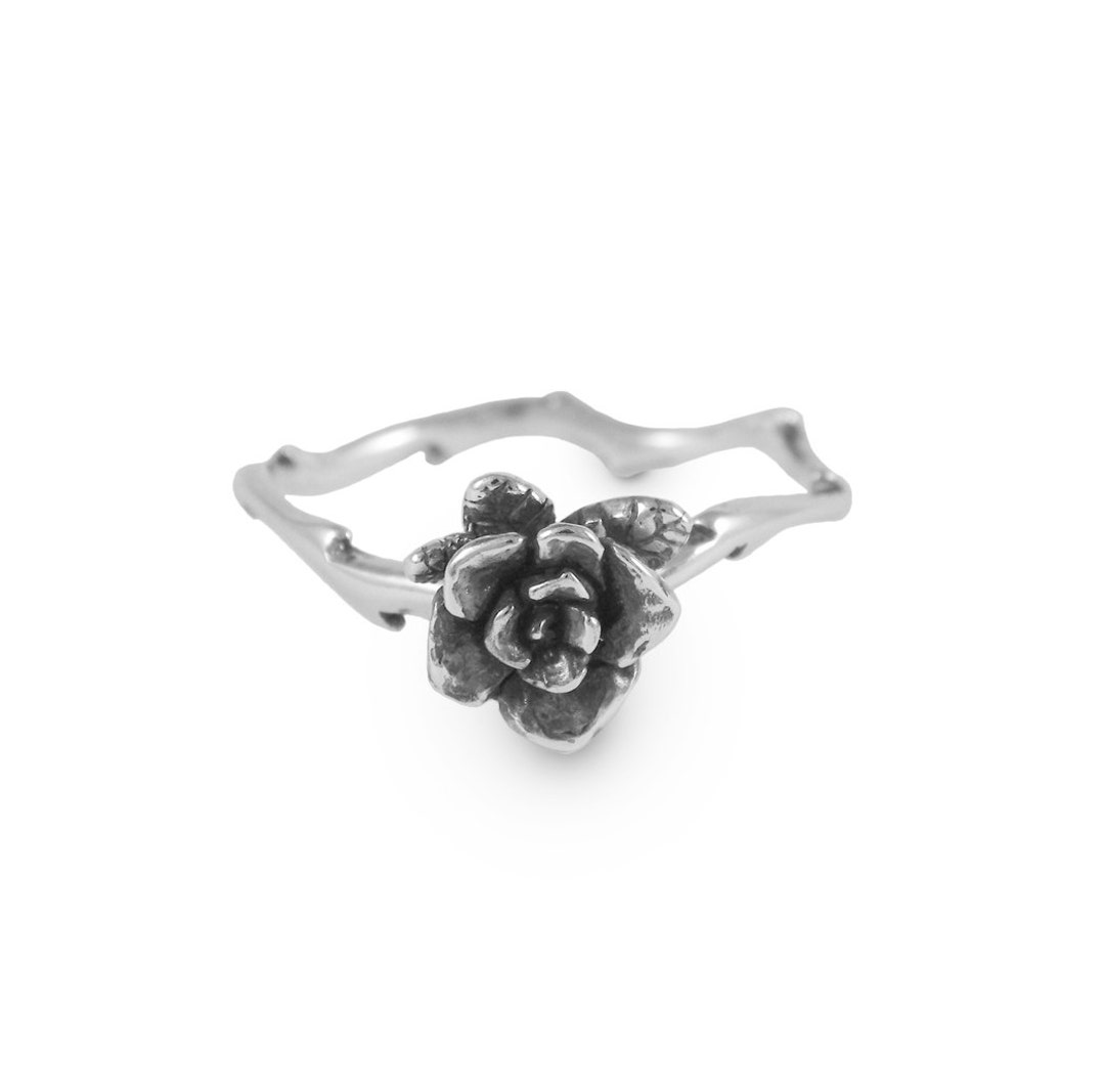 Mini Flowing Mini Rose Ring, Rose Ring, Sterling Silver Ring, Handmade ...