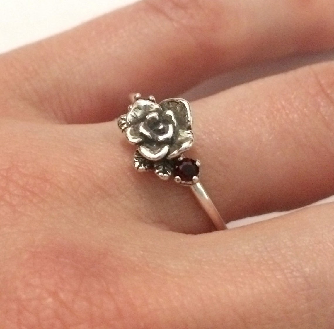 Rose Ring Oxidized Mini Rose Ring With Cubic Zirconia - Etsy