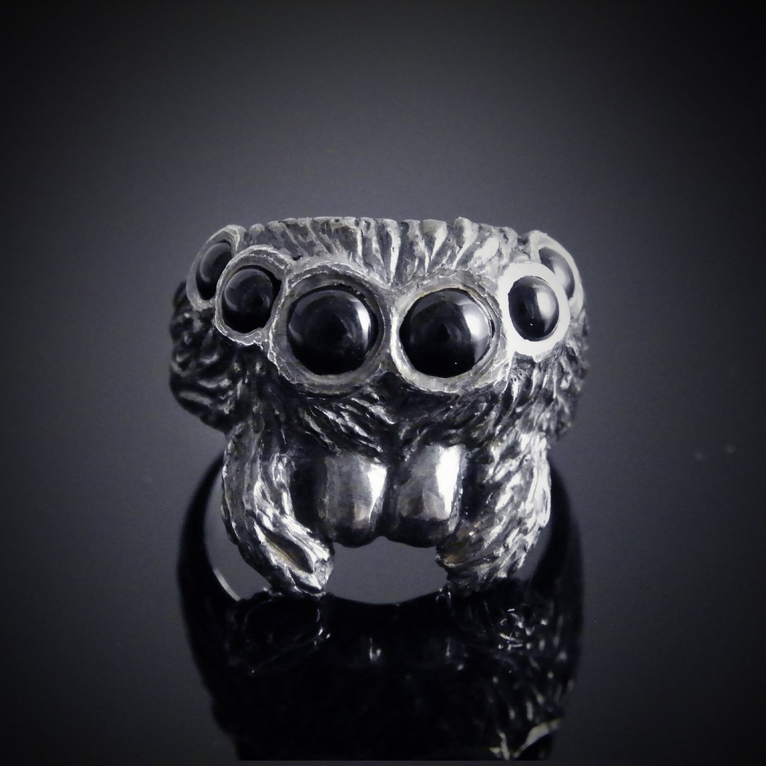Jumping Spider Ring, Spider Face Ring, Spider Ring, Statement Spider ...