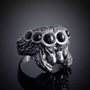 Jumping Spider Ring, Spider Face Ring, Spider Ring, Statement Spider ...