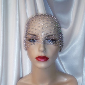 Silver Mesh and Glass Face Veil Rhinestone Mesh Face Veil - Etsy