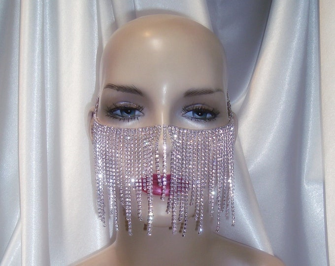 Rhinestone Mouth Mask, Rhinestone Mouth Veil, Bridal Mouth Veil, Bridal ...