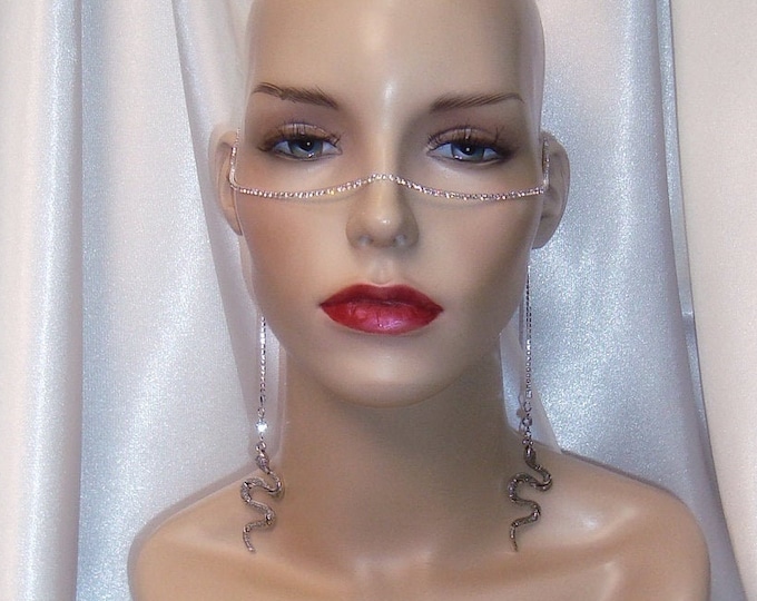 Face Chain Silver Rhinestone Face Chain Snake Face Chain - Etsy