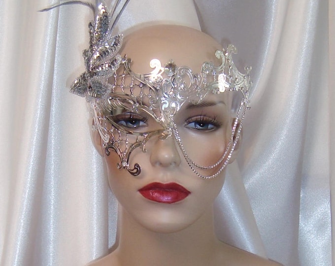 Silver Metal Phantom Mask Phantom One Eye Mask Masquerade | Etsy
