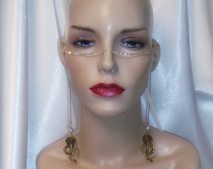 Face Chain Gold Rhinestone Face Chain Cobra Face Chain - Etsy