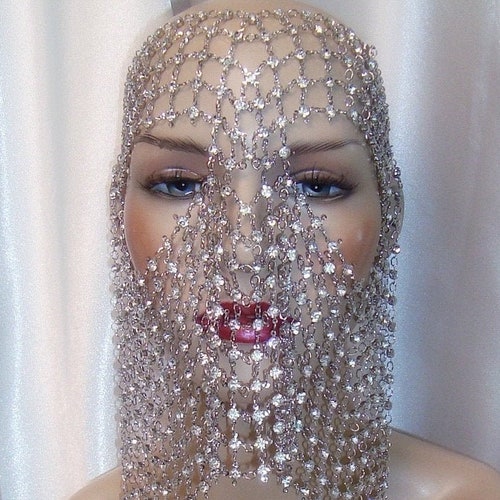 Gold Rhinestone Chain Mask Rhinestone Face Veil Masquerade - Etsy