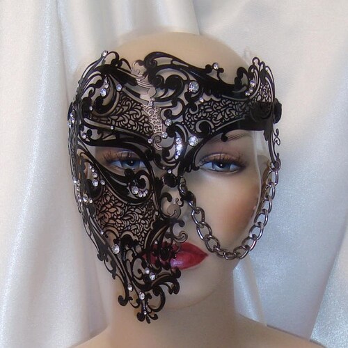 Black Phantom of the Opera Mask Phantom Half Face Skull Mask - Etsy