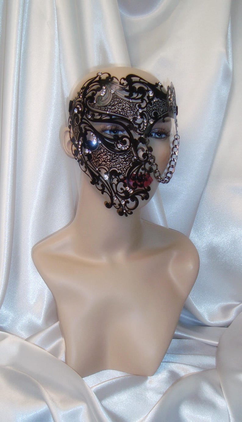 Black Phantom of the Opera Mask Phantom Half Face Skull Mask - Etsy