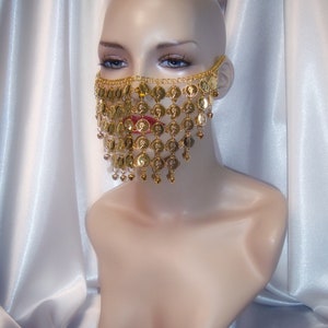 Gold Mouth Mask, Gold Mouth Veil, Burlesque Face Veil, Festival ...