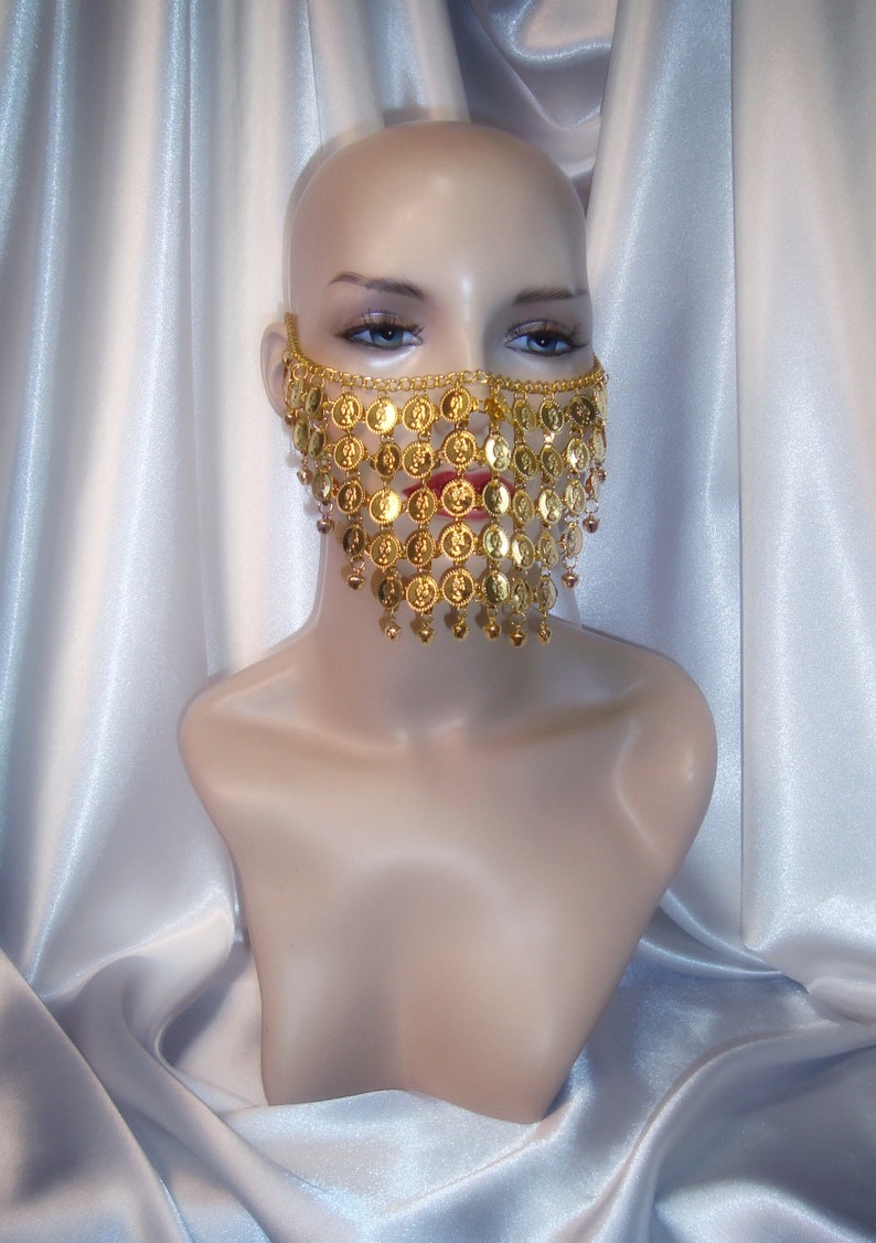 Gold Mouth Mask, Gold Mouth Veil, Burlesque Face Veil, Festival ...
