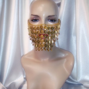 Gold Mouth Mask, Gold Mouth Veil, Burlesque Face Veil, Festival ...