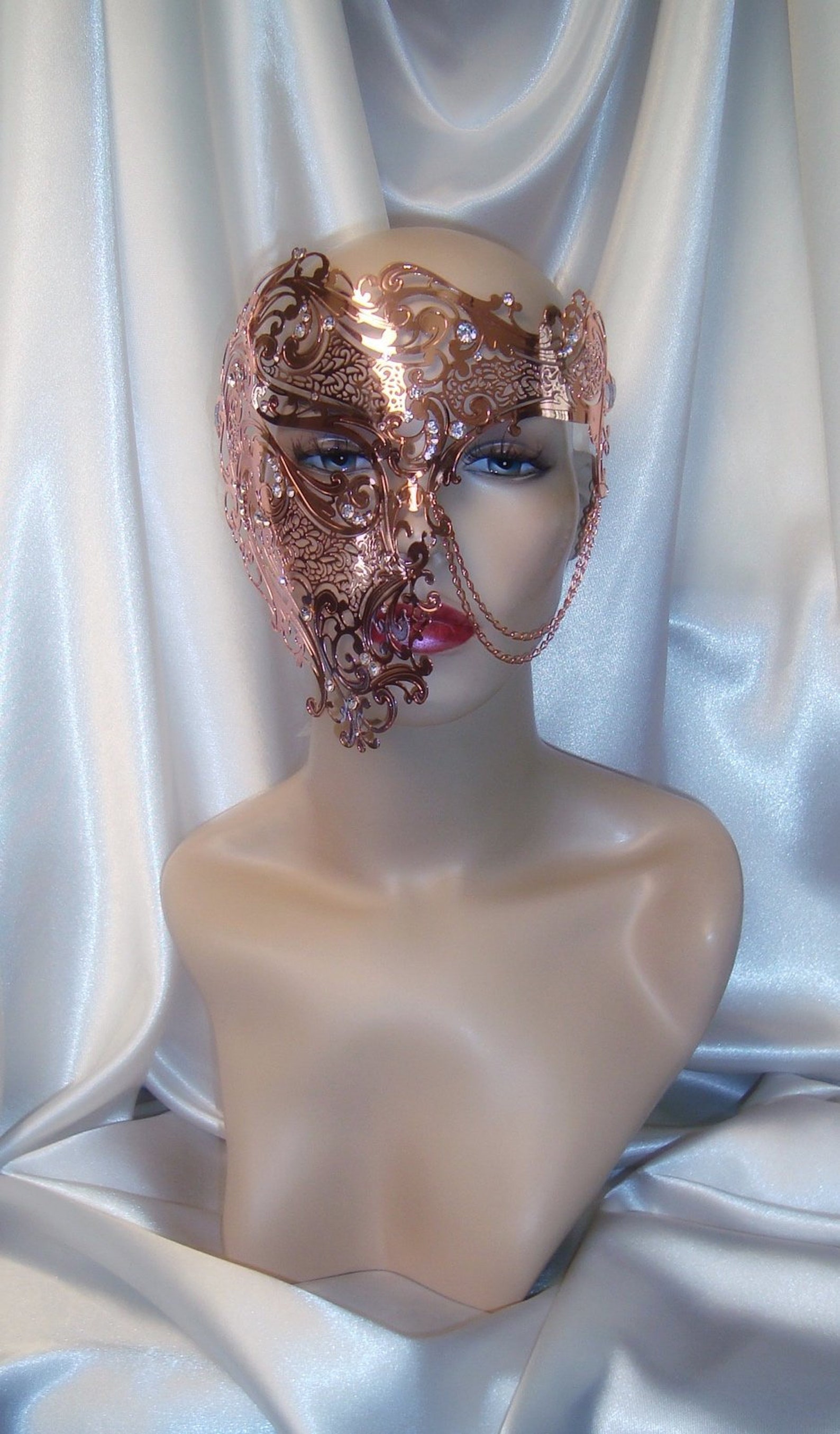 Rose Gold Phantom of the Opera Mask Phanton Half Face Skull - Etsy