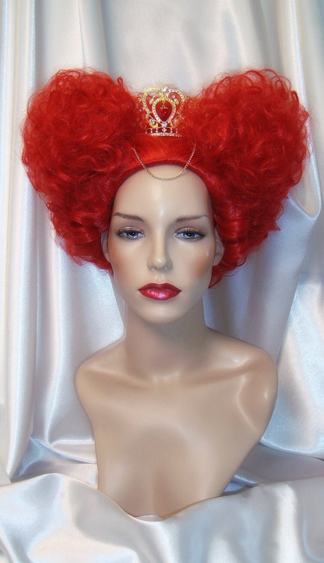 Queen of Hearts Wig and Crown, Red Queen Wig and Crown, Queen of Hearts ...