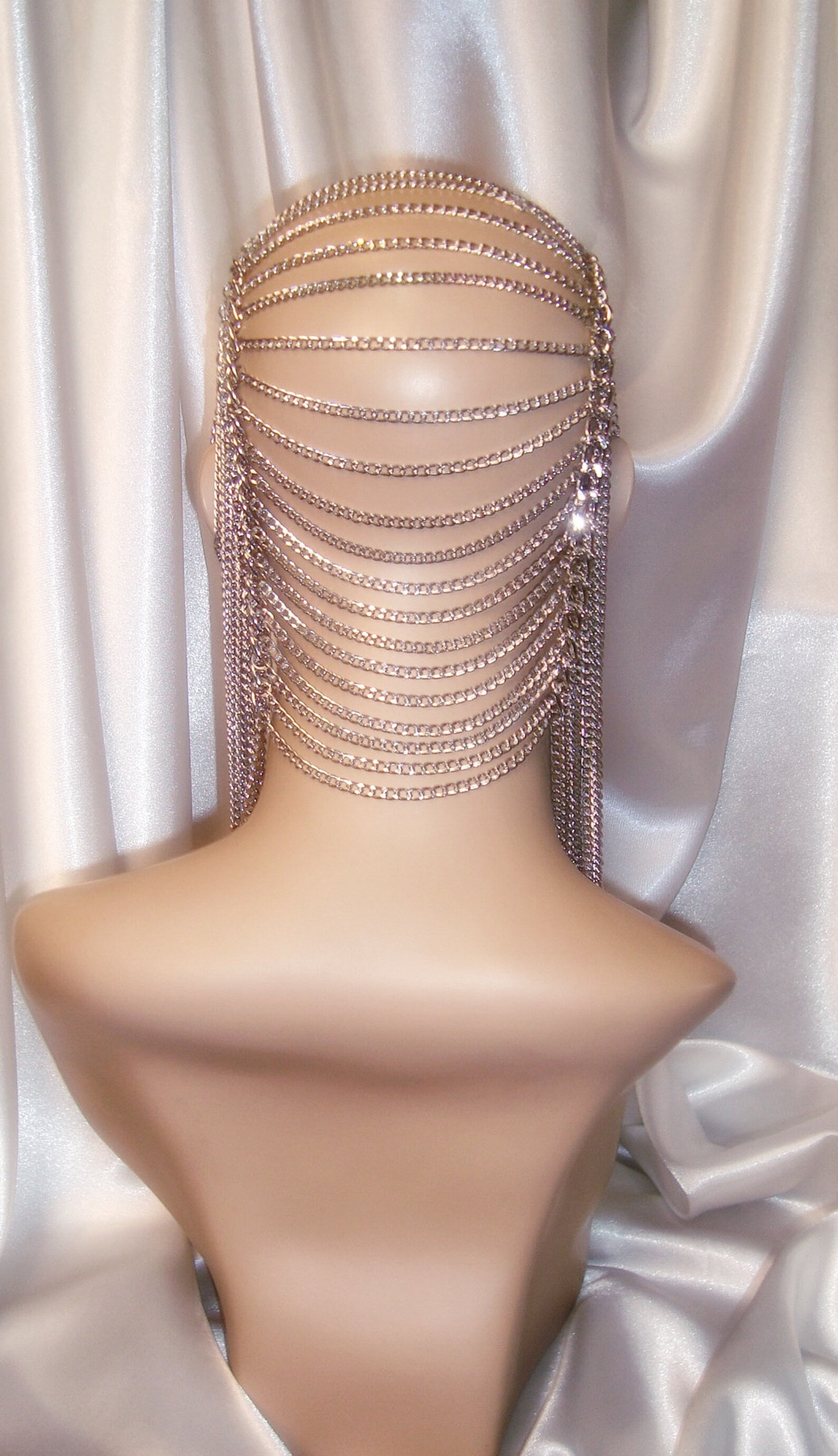 Silver Rhinestone Chain Headpiece Bridal Headpiece Guinevere Etsy
