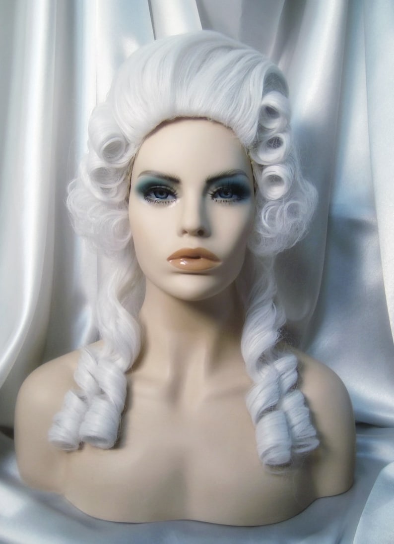 King Louis XVI Wig, White Colonial Wig, Unisex Rococo Wig, 17th-18th ...