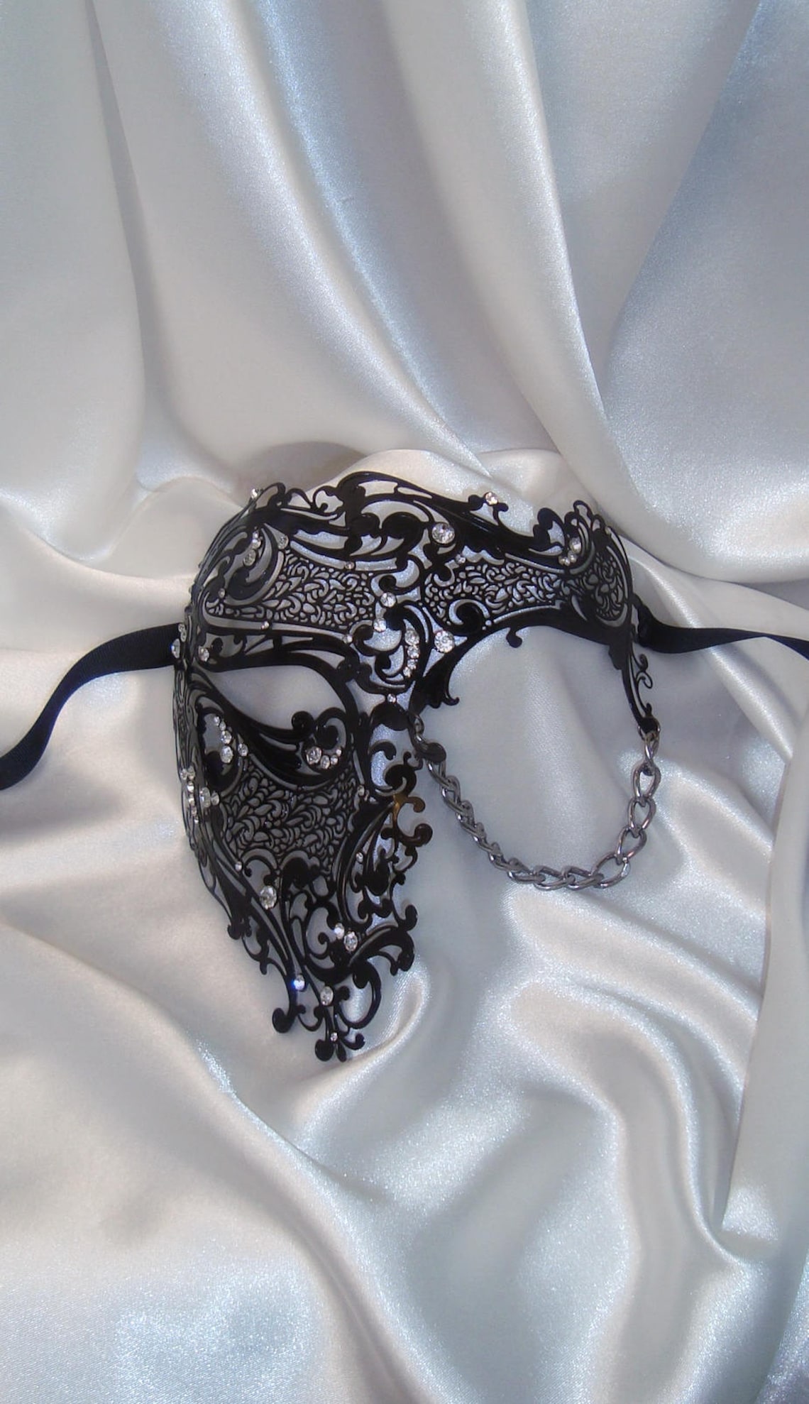 Black Phantom of the Opera Mask Phantom Half Face Skull Mask - Etsy