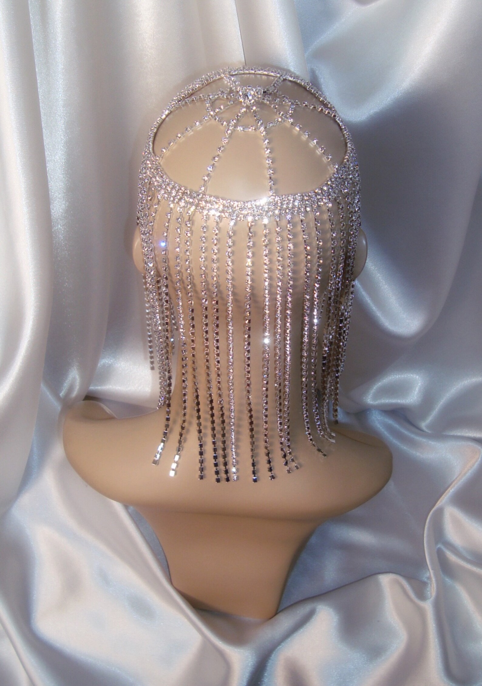 Cleopatra Wig and Headpiece Silver Rhinestone Cleopatra - Etsy