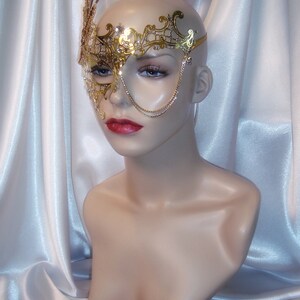 Gold and Rhinestone Laser Cut Metal Mask, Gold Metal Phantom Mask ...