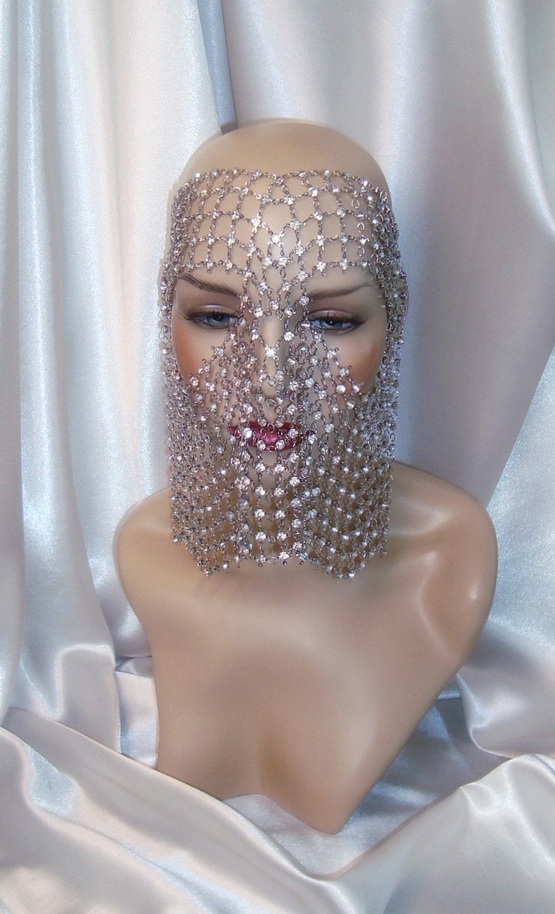 Rhinestone Chain Mask Silver Chain Face Veil Janelle Monae - Etsy