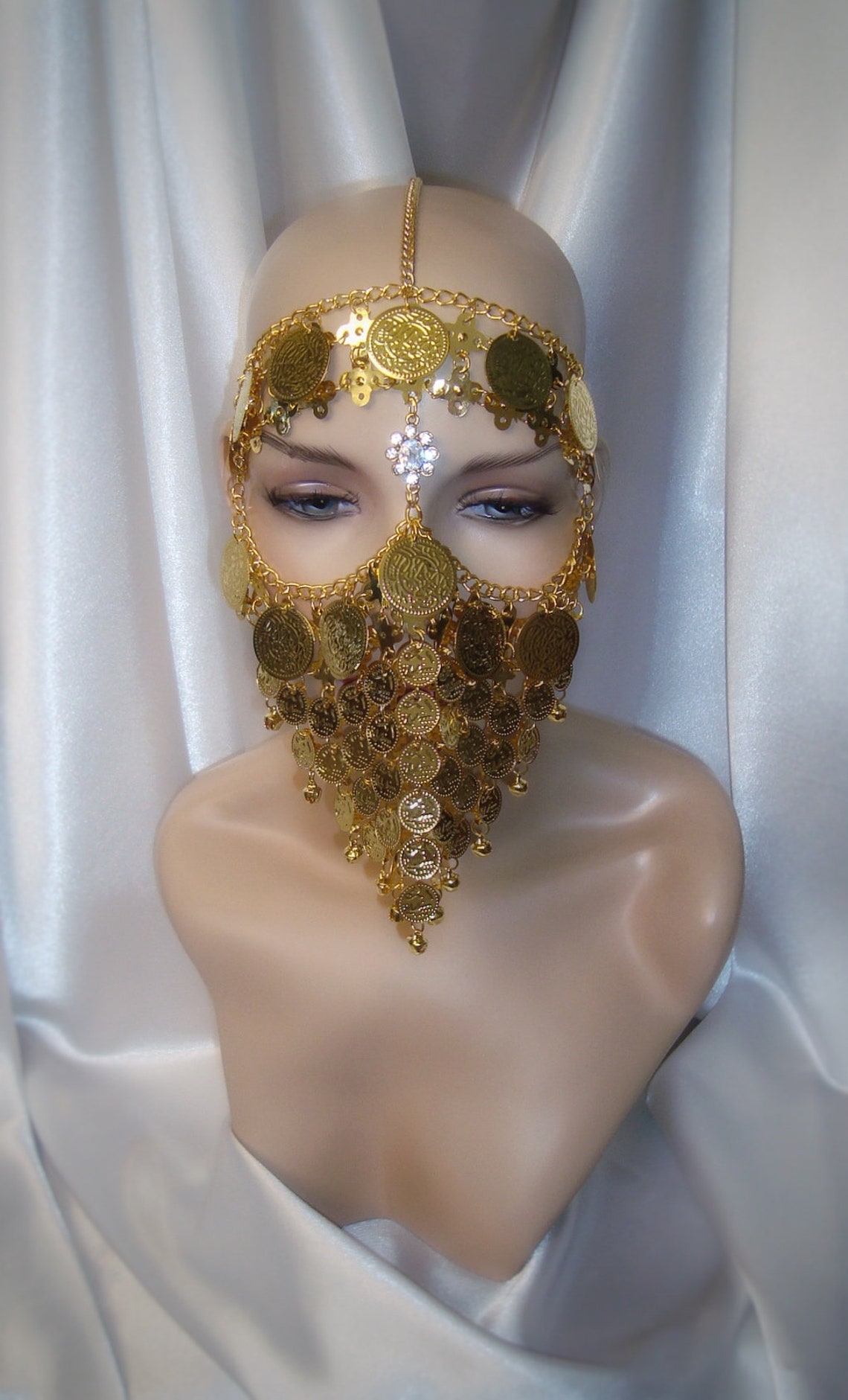 Gold Mask Gold Headpiece Face Veil Chain Headpiece Chain - Etsy