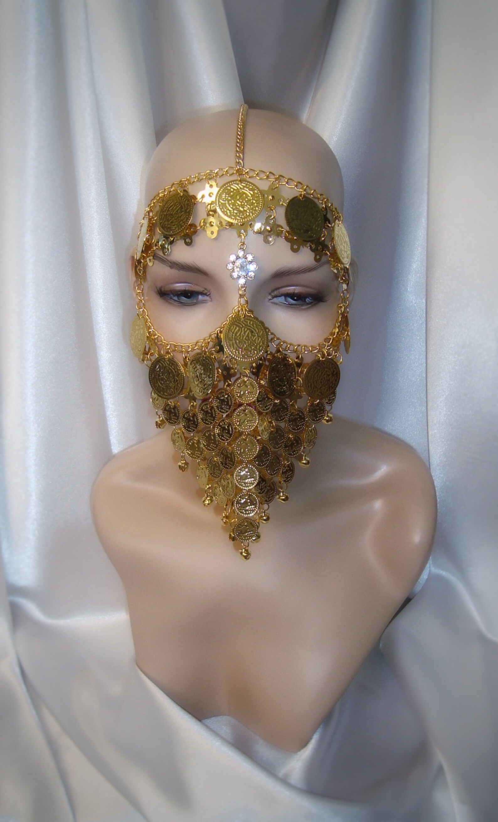 Gold Mask, Gold Headpiece, Face Veil, Chain Headpiece, Chain Face Veil ...
