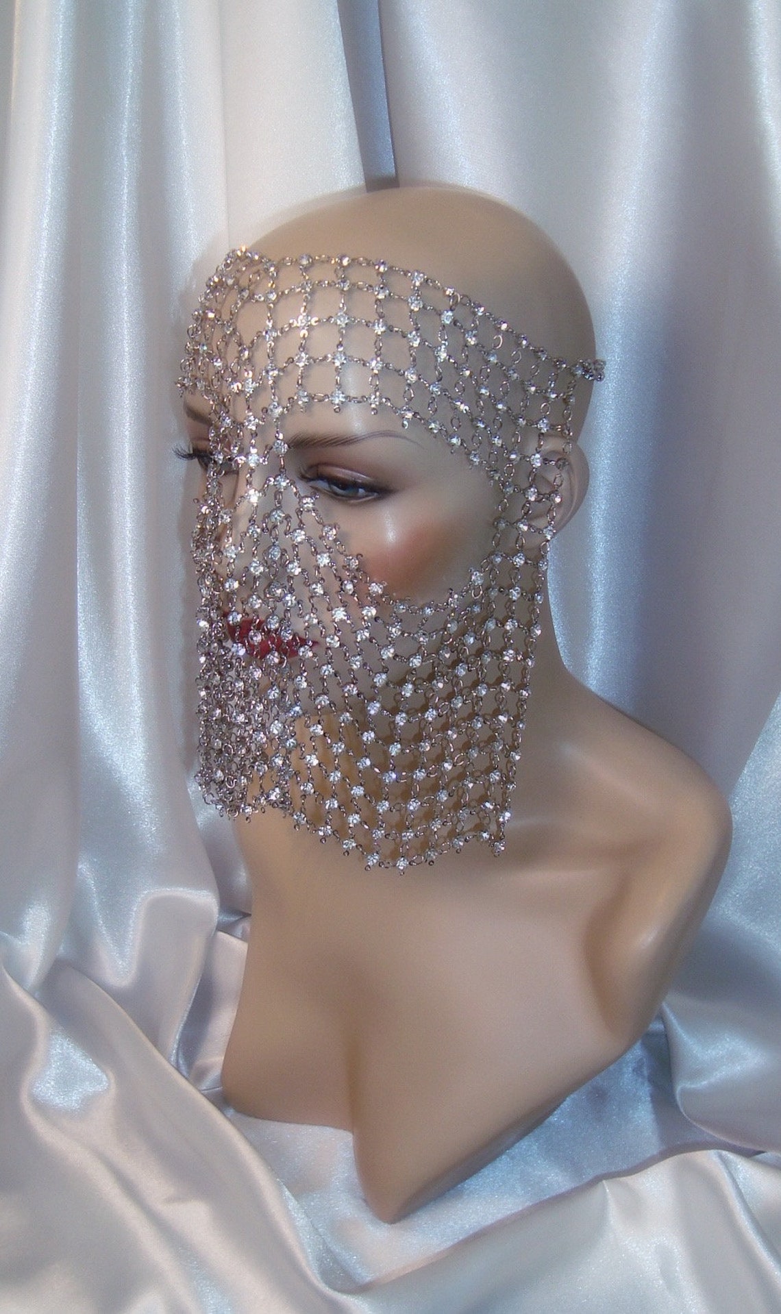 Rhinestone Chain Mask Silver Chain Face Veil Janelle Monae - Etsy