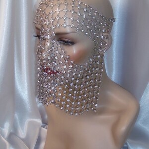 Rhinestone Chain Mask Silver Chain Face Veil Janelle Monae - Etsy