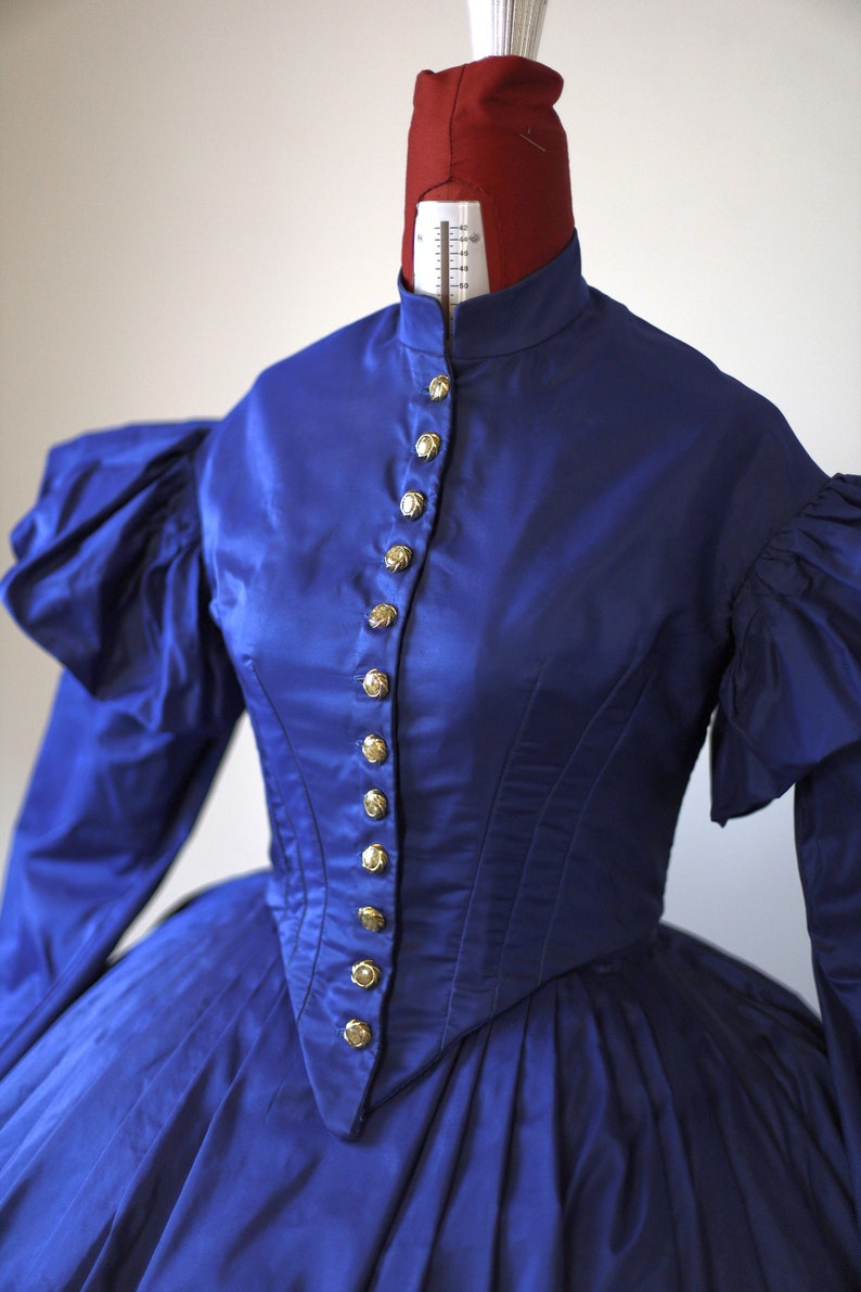 Victorian Silk Costume, 1867 Reproduction Dress,elliptical Crinoline ...