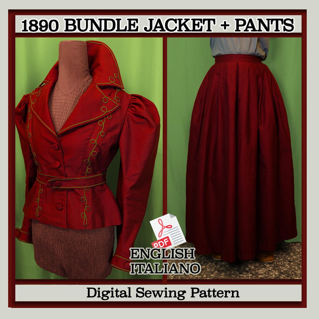 BUNDLE Jacket + Skirt Kuma ENGLISH TUTORIAL Victorian 1890 Style Jacket ...