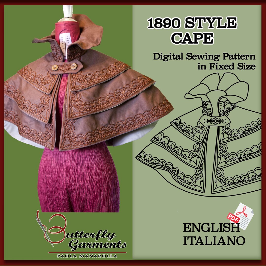 1890s Belle Epoque Cape Pattern GRACE PDF Sewing Pattern Victorian ...