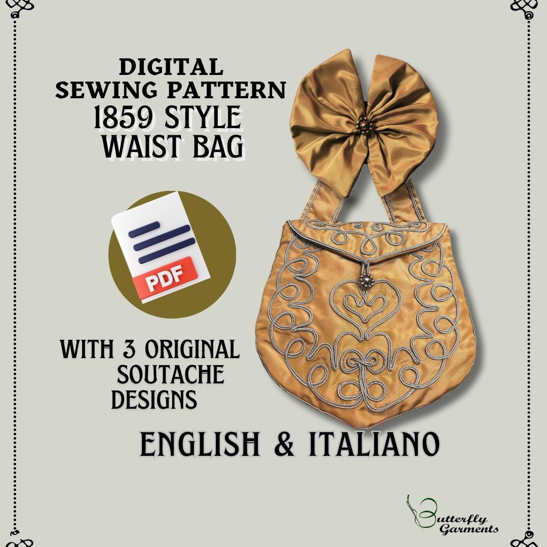 Victorian Bag Pattern. ENGLISH ITALIANO 1859 Traveling Bag Digital ...