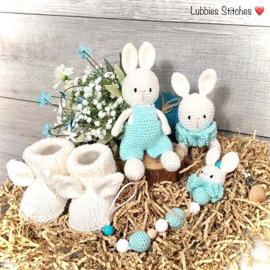 Bunny Baby Set of 4, Baby Gift, Crochet Bunny, Baby Crochet Animal Toy ...
