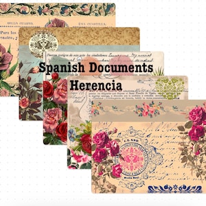 Spanish Documents, Herencia, Heritage, Vintage, Junk Journal - Etsy