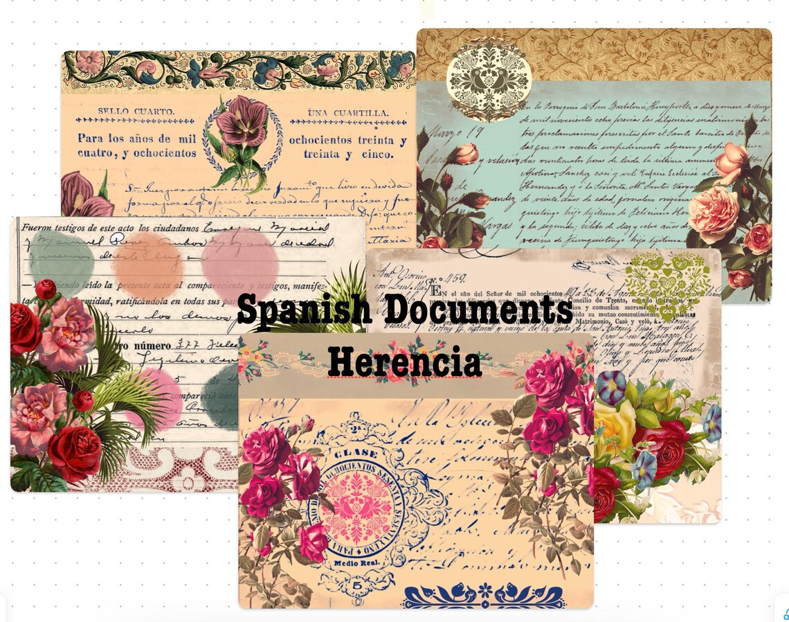 Spanish Documents, Herencia, Heritage, Vintage, Junk Journal - Etsy