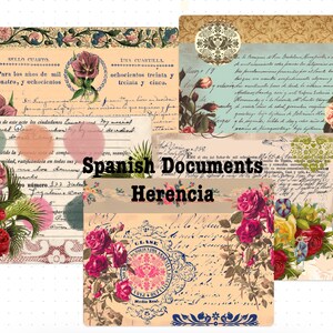 Spanish Documents, Herencia, Heritage, Vintage, Junk Journal - Etsy