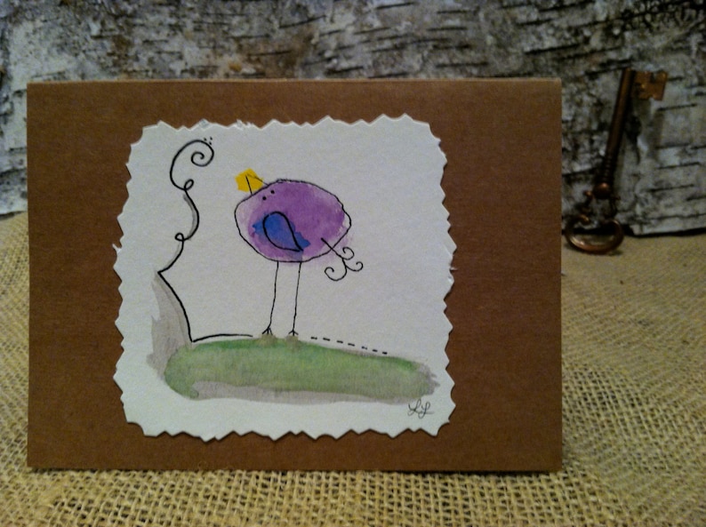 Whimsical Handmade Watercolor Bird Notecards BLANK - Set of 4 - Etsy