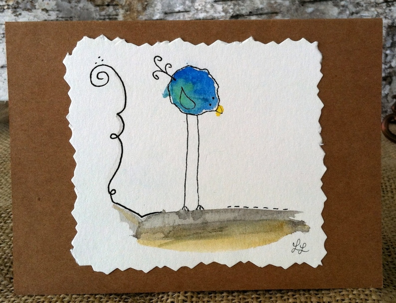 Whimsical Handmade Watercolor Bird Notecards BLANK - Set of 4 - Etsy