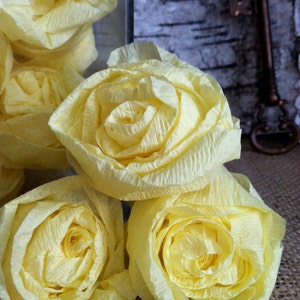 Yellow Crepe Paper Rose Handmade- Set of 20 - Etsy