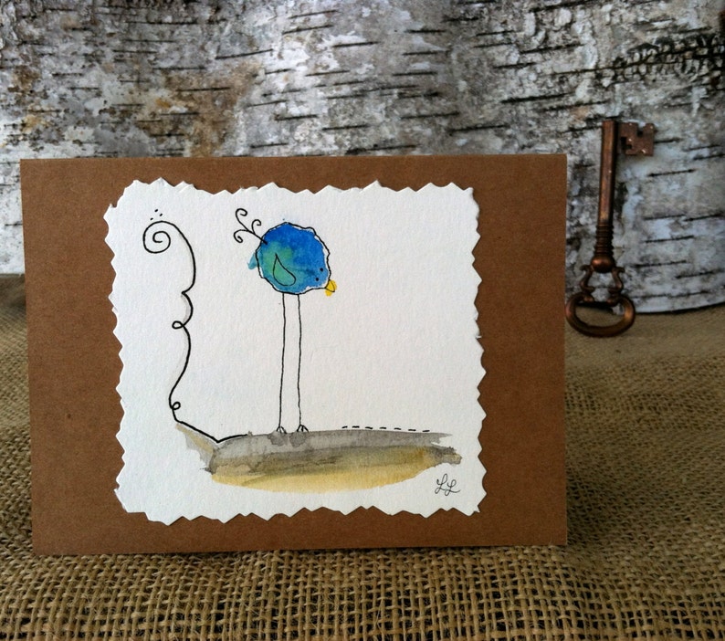 Whimsical Handmade Watercolor Bird Notecards BLANK - Set of 4 - Etsy