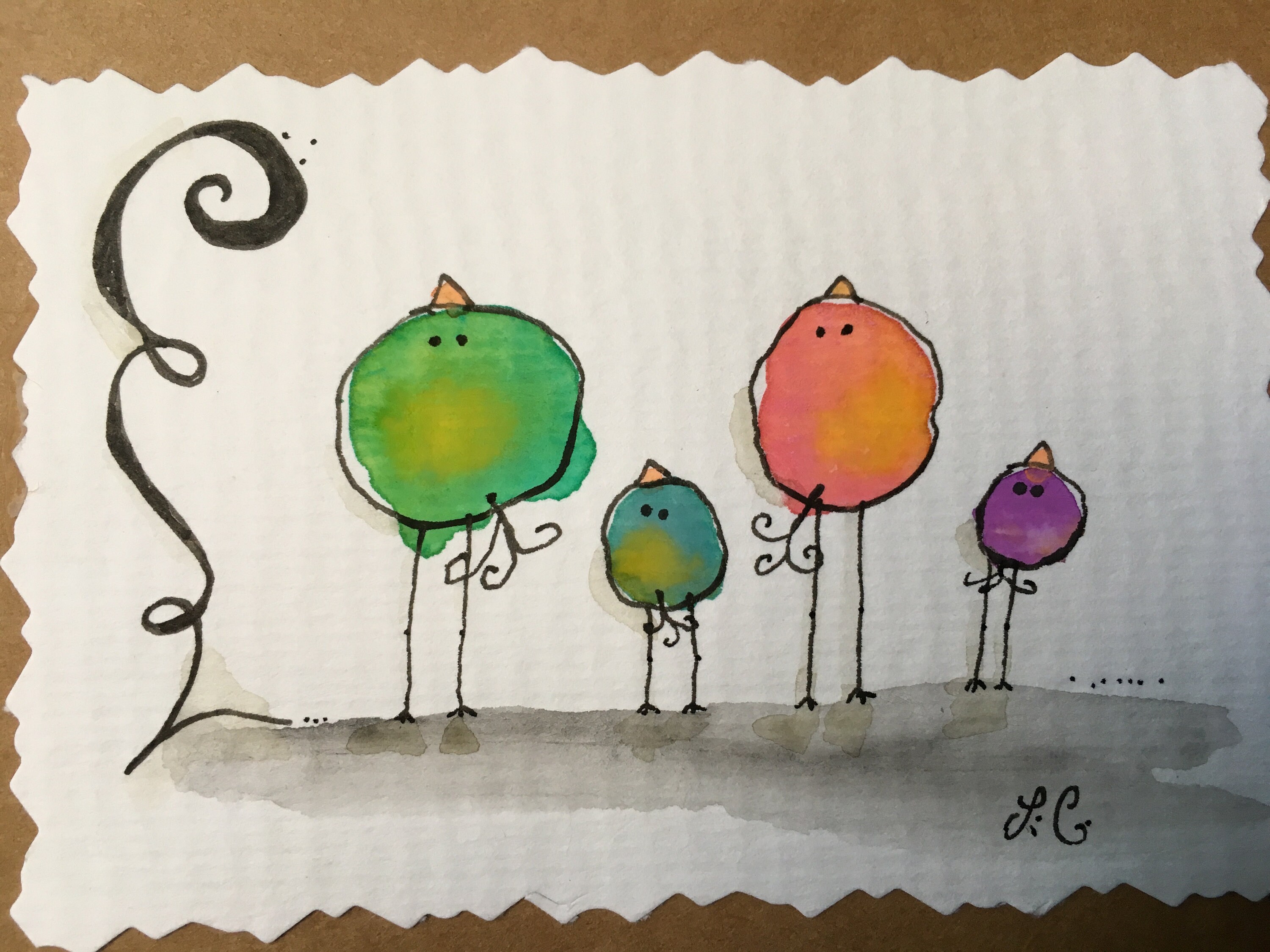 Whimsical Handmade Watercolor Birds Notecards BLANK - Set of 4 - Etsy